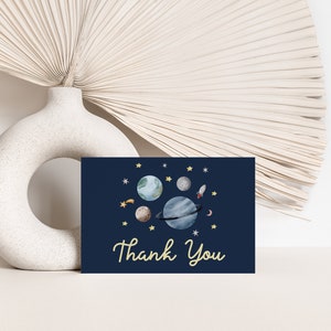 Editable Space Birthday Thank You Card Astronaut Planets to the Moon ...