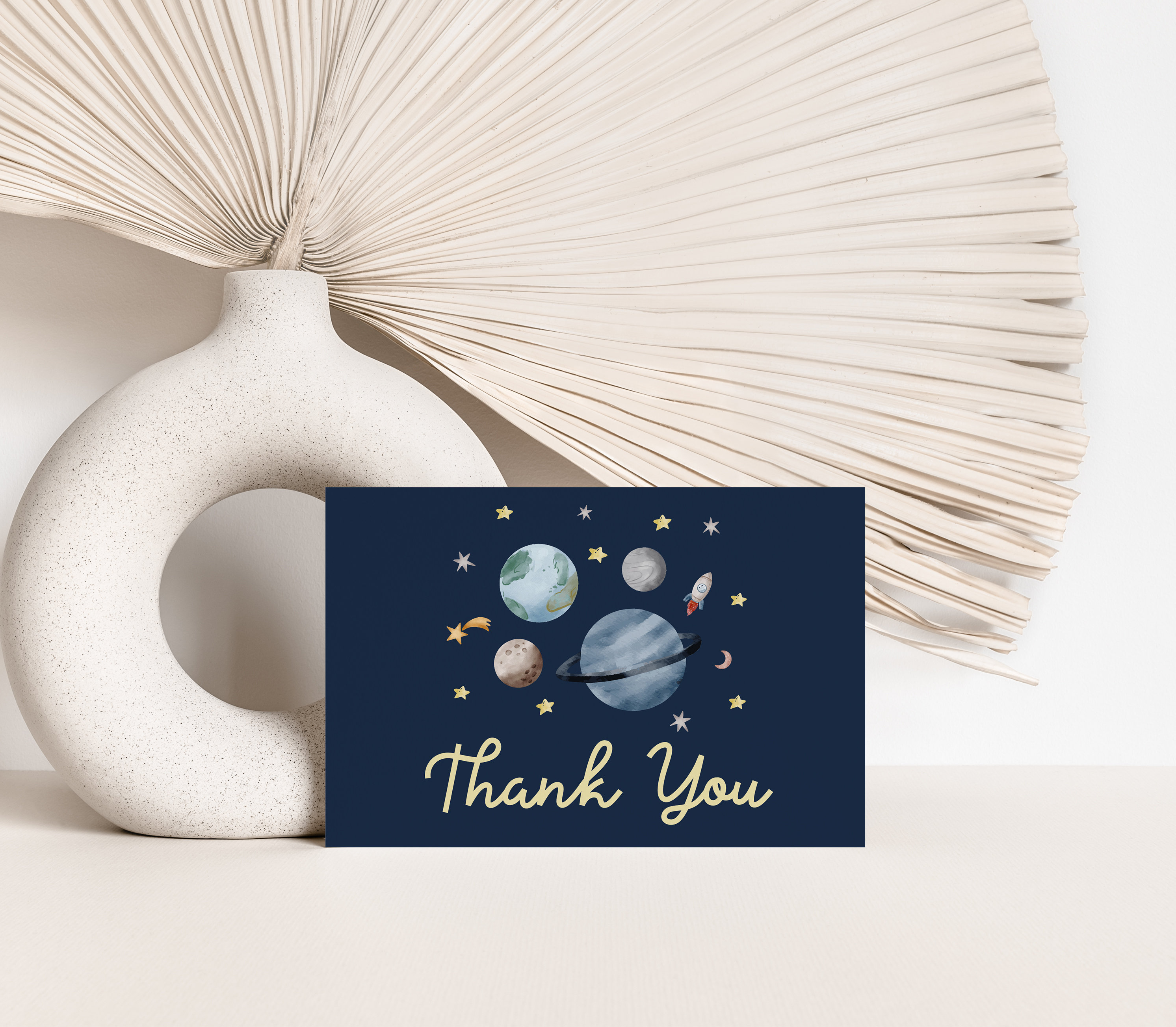 Editable Space Birthday Thank You Card Astronaut Planets to the Moon ...