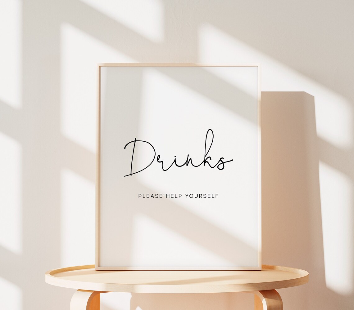 Drinks Sign Printable Party Drinks Sign Modern Birthday Party Baby ...