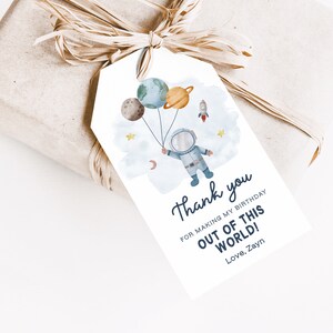 Editable Outer Space Favor Tags Space Birthday Thank You Label ...