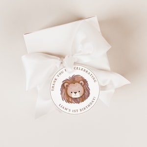 Lion Thank You Tag, Boho Gold Leaf Safari Editable Printable Instant ...