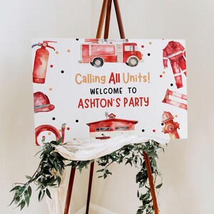 Fireman Welcome Sign, Fire Truck Editable Template Printable Instant ...