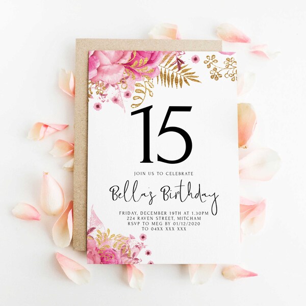15th Birthday Invite - Etsy
