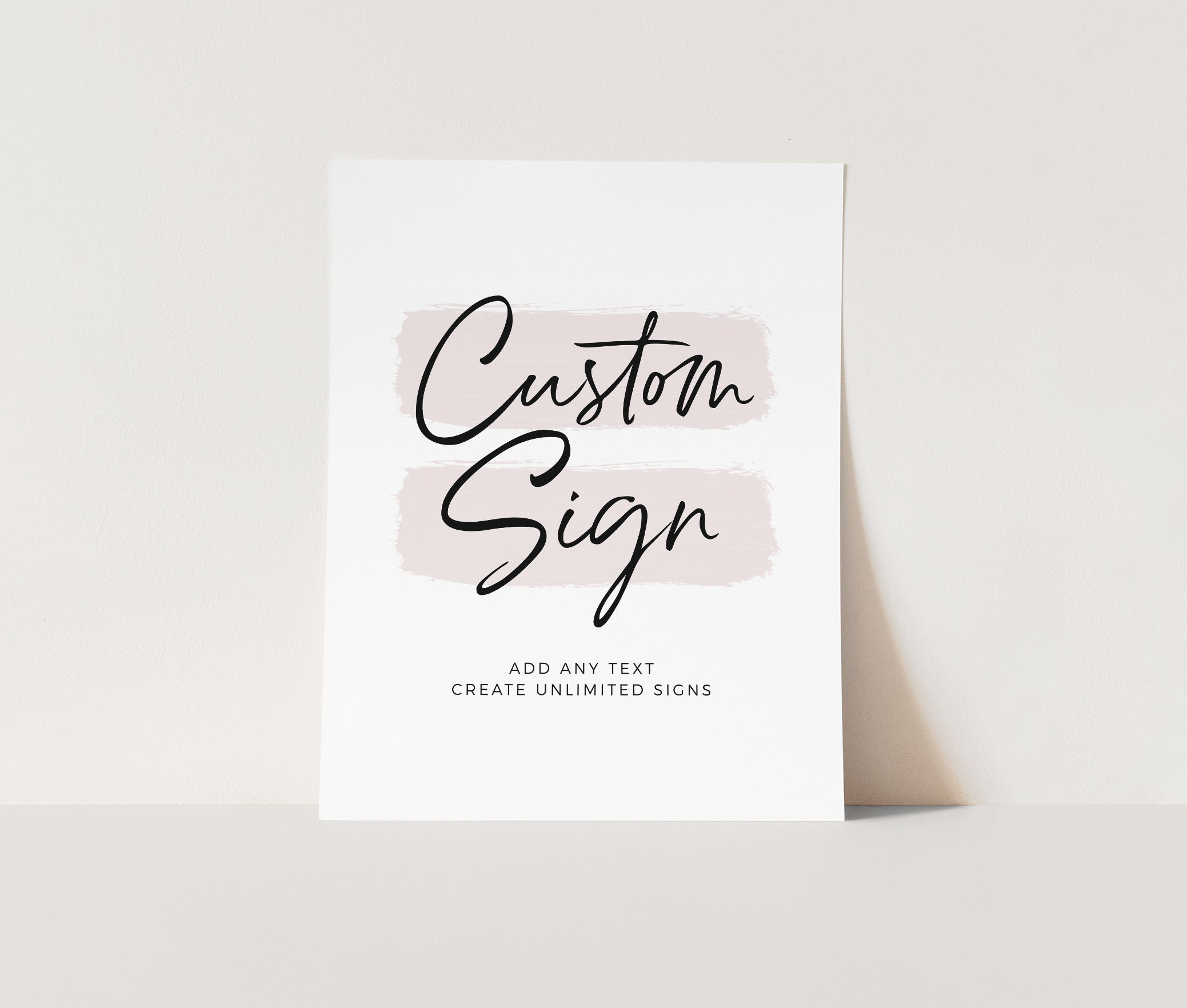 Pink Custom Sign Portrait Blush Pink Editable Sign Template 8x10 ...