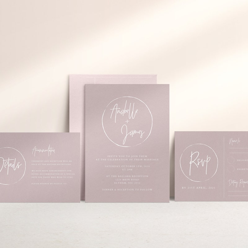 Mauve Wedding Invitation - Etsy
