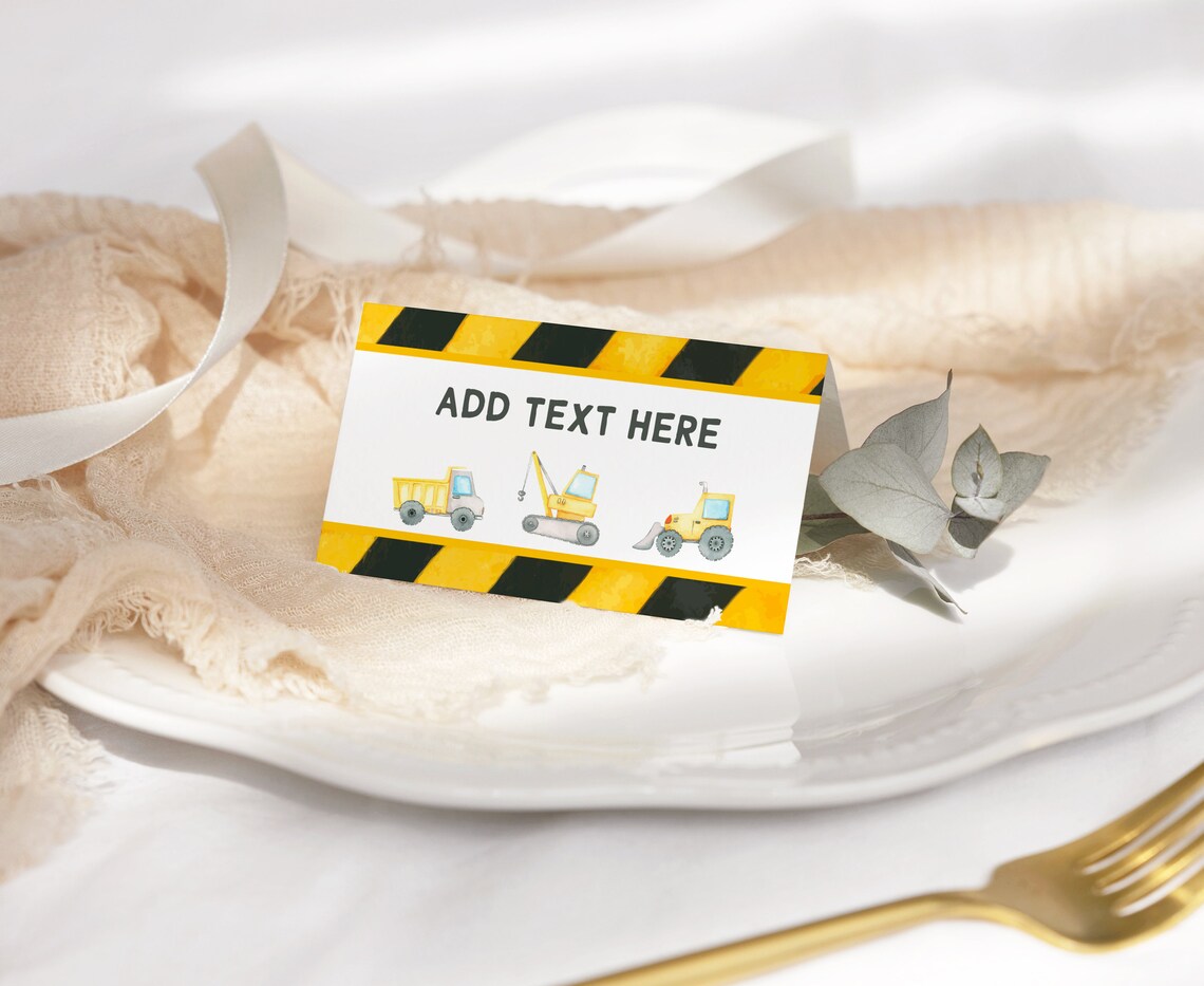 Construction Themed Food Labels Editable Template, Printable Buffet ...