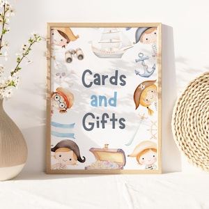 Pirate Cards and Gifts Table Sign, Editable Template Printable Instant ...