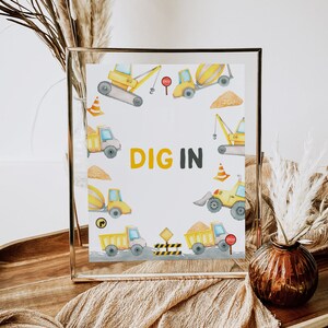 Dig in Construction Birthday Sign, Food Table Sign, Construction Truck ...