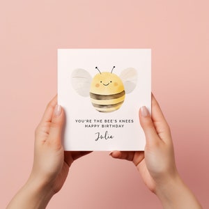 Bee Birthday Card, Editable Template Printable Watercolor Bee's Knees ...