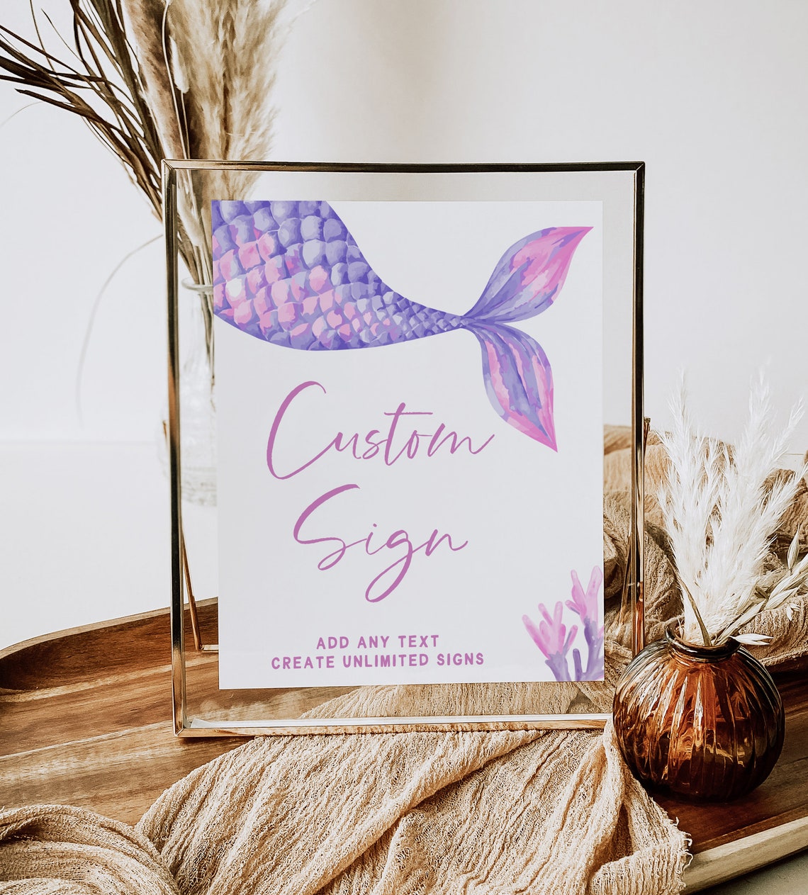 Mermaid Party Sign Custom Text Sign Under the Sea Birthday - Etsy Australia