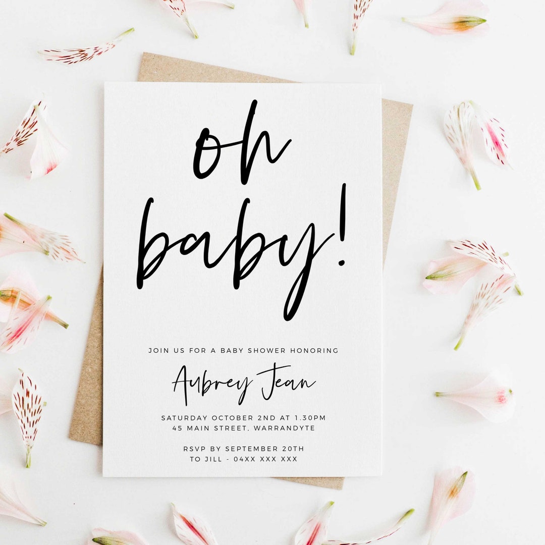Modern Baby Shower Invitation INSTANT DOWNLOAD Template Minimalist Baby ...