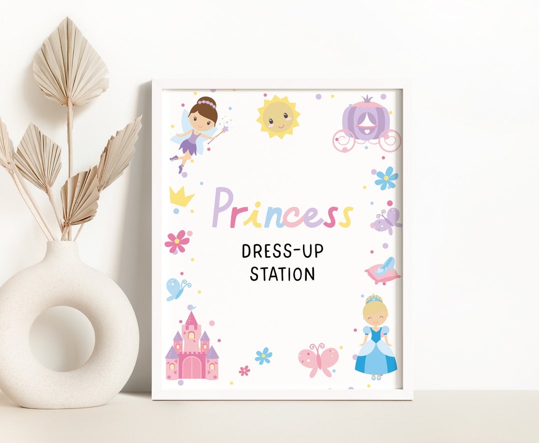Princess Dress up Station Sign - Editable 8x10 Template, Instant ...