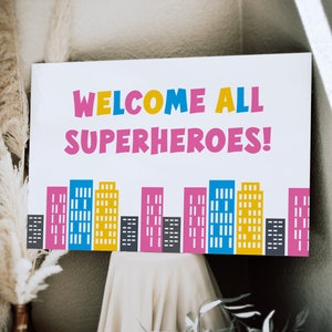 Superhero Welcome Sign, Editable Birthday Template Printable Instant ...