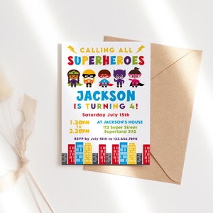 Editable Calling All Superheroes Boys Birthday Invitation, Printable ...