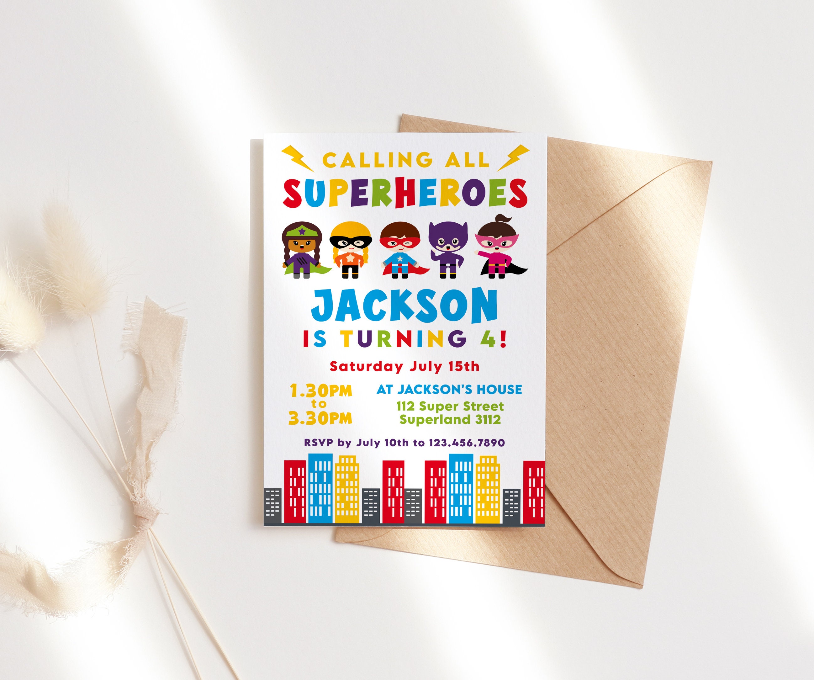 Editable Calling All Superheroes Boys Birthday Invitation - Etsy Australia