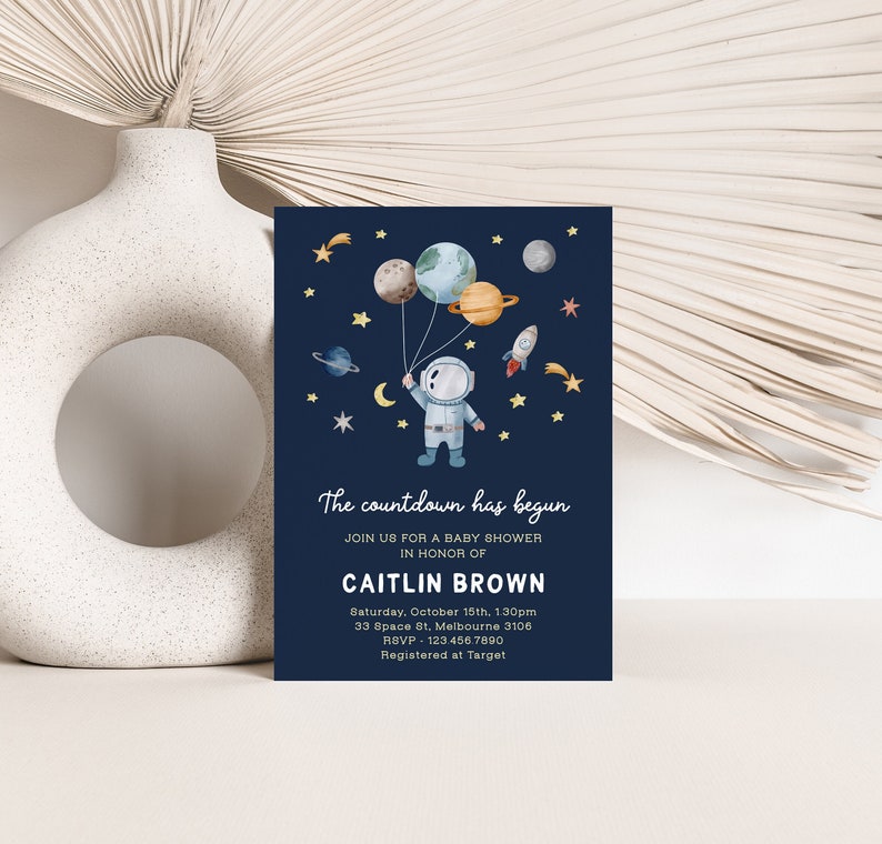 Editable Space Baby Shower Invitation Template Galaxy It's - Etsy