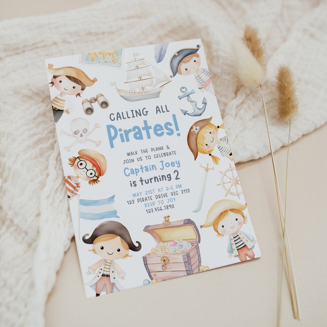 Calling All Pirates Birthday Invitation, Boys 1st 2nd 3rd 4th 5th ...