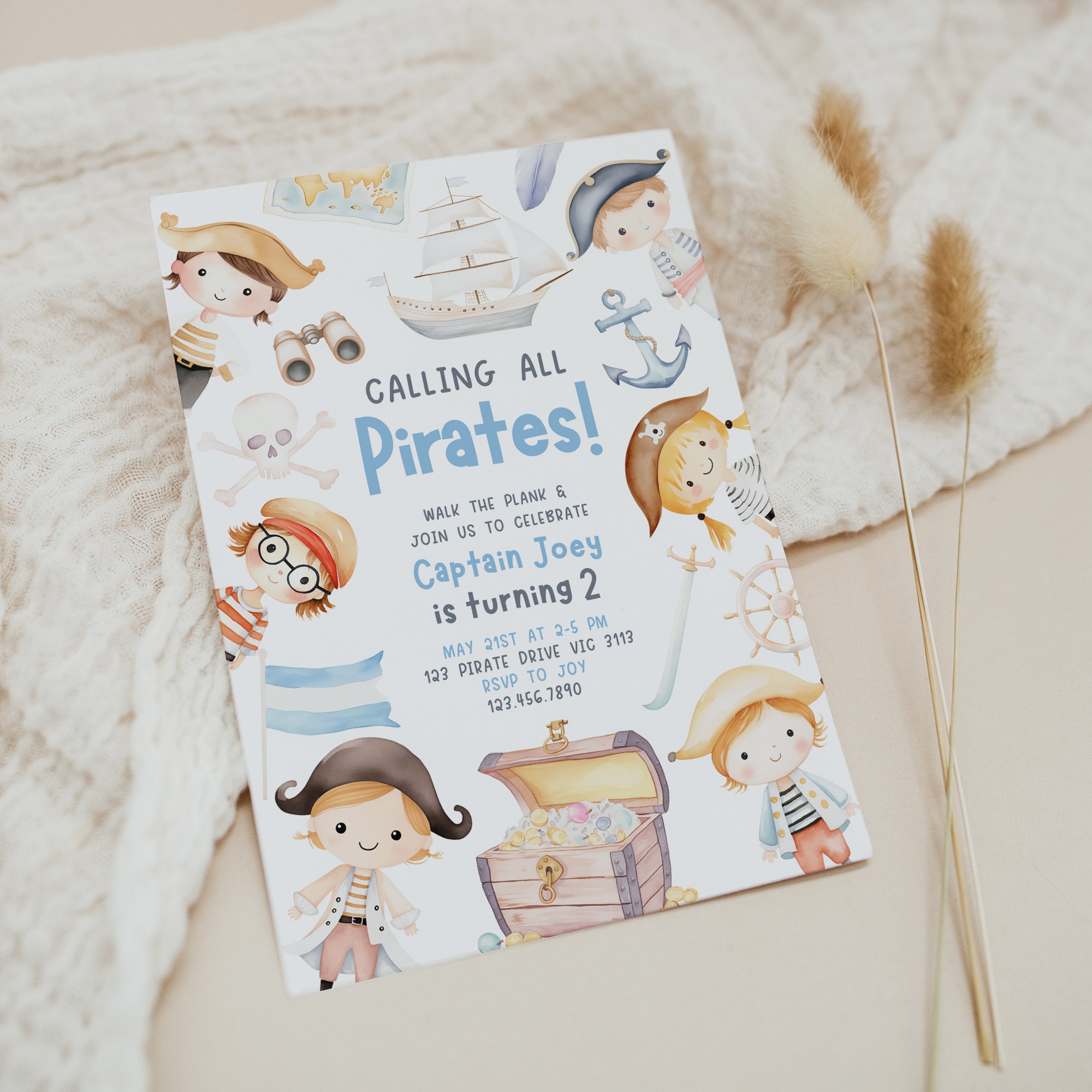 Calling All Pirates Birthday Invitation, Boys 1st 2nd 3rd 4th 5th ...