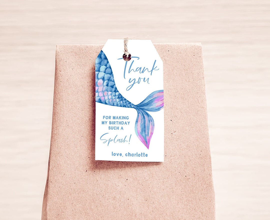 Mermaid Birthday Favor Tags Editable Mermaid Favor Tag Template ...