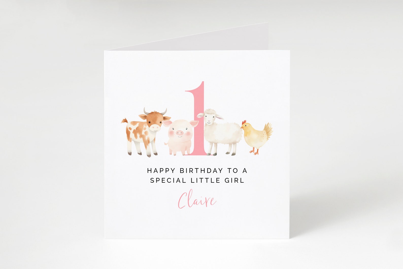 Editable Birthday Card Template, DIY Printable Farm Animal Cow Pig ...