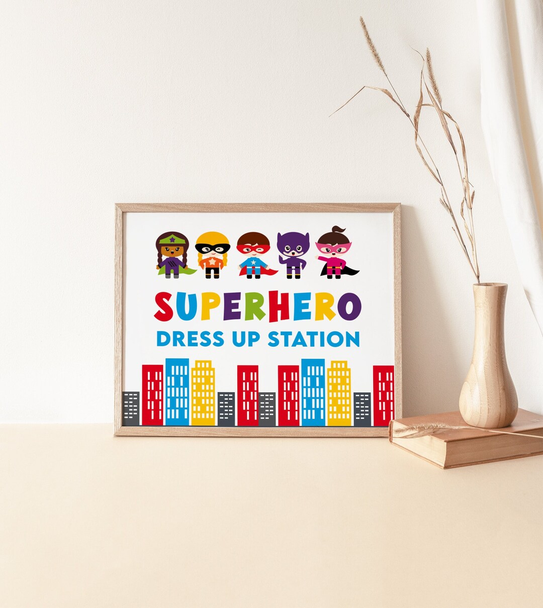 Superhero Dress up Station Sign, Kids Boys Comic Party Decor, Editable ...