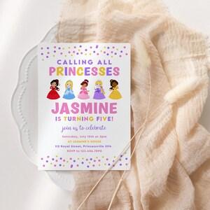 Princess Birthday Invitation, Princess Party Template, Instant Download ...