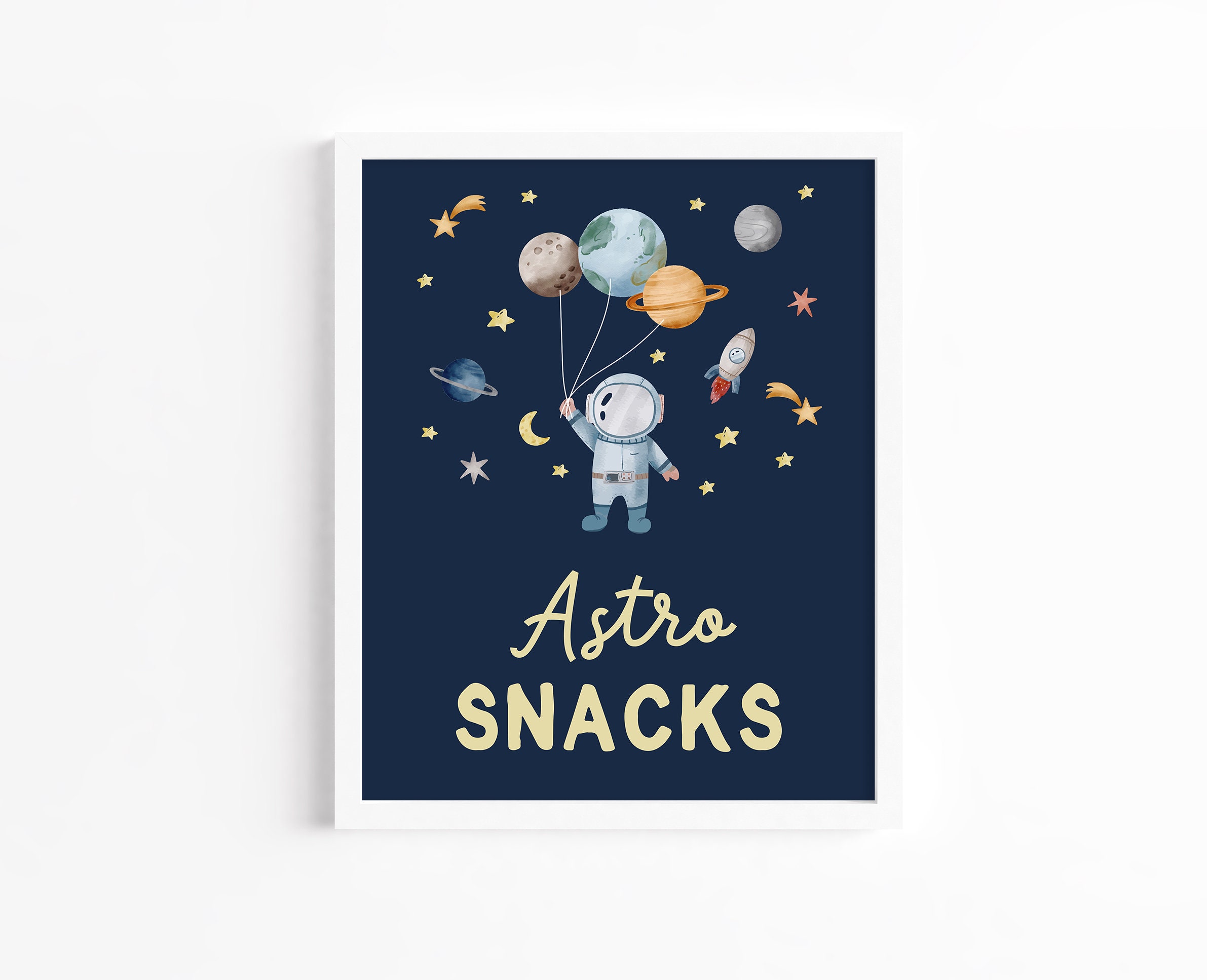 Astro Snacks Space Party Sign Outer Space Birthday Sign Astronaut ...