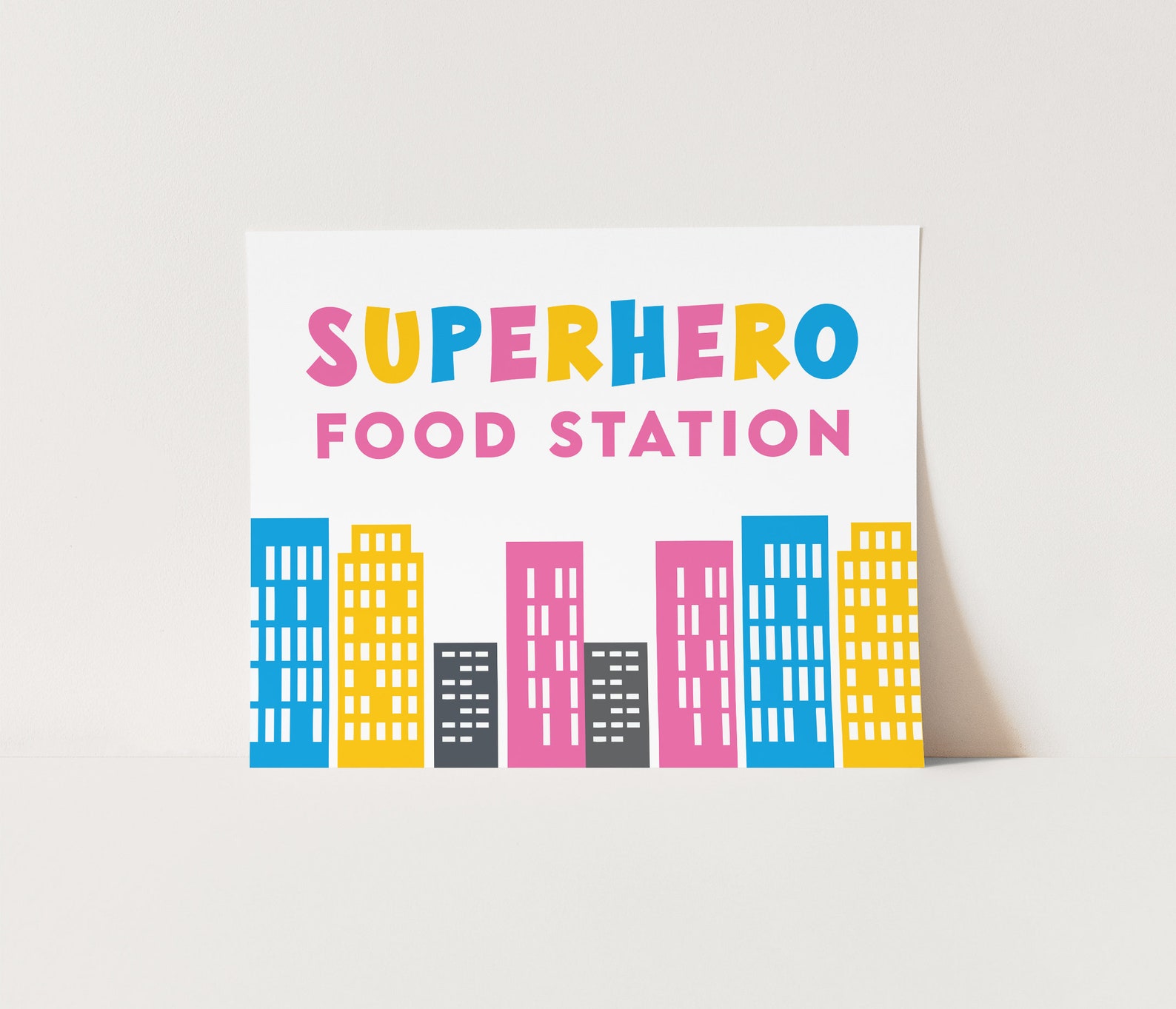 Superhero Birthday Party Sign, Editable 8x10 Pink Food Station Template ...