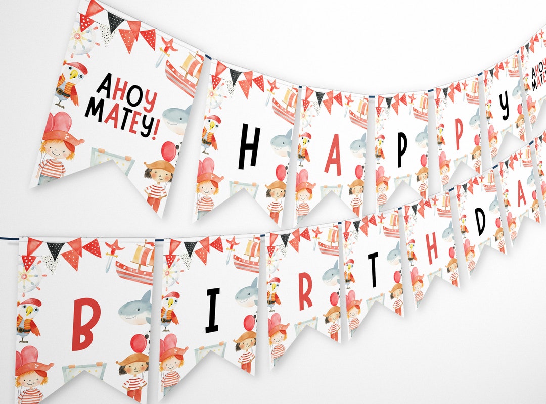 Pirate Banner, Editable Template Printable Instant Download Birthday ...