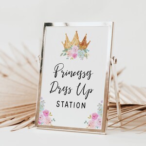 Editable Princess Party Sign Template, Princess Dress up Station Party ...