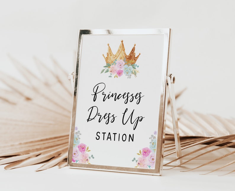 Editable Princess Party Sign Template Princess Dress up - Etsy