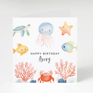 Under the Sea Card Template, DIY Printable Editable Birthday Ocean ...