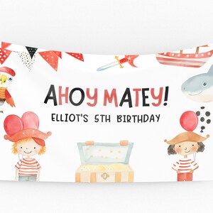 Pirate Backdrop Banner, Editable Template Printable Instant Download ...