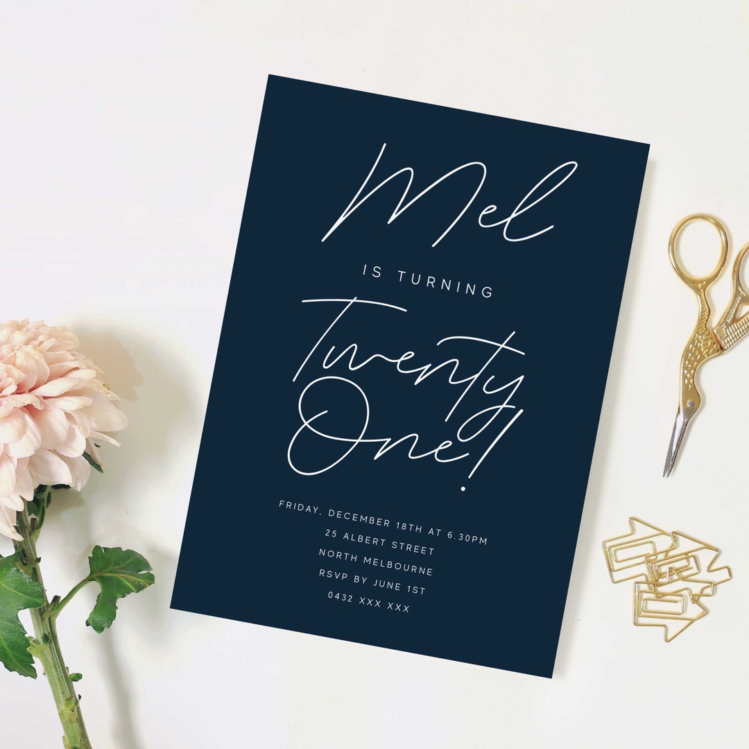 Editable Navy 21st Birthday Party Invitation Download Printable Digital ...