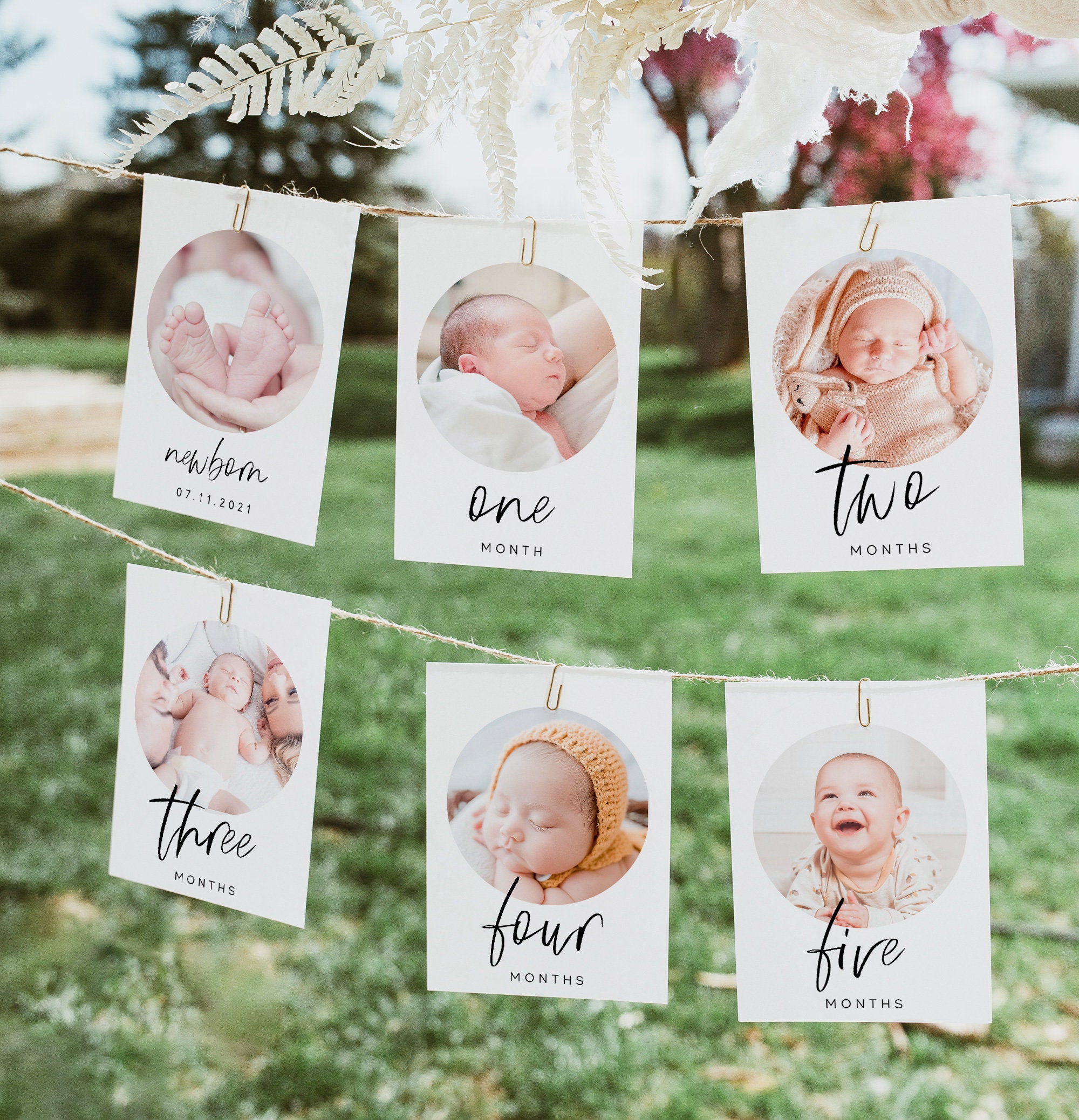 First Birthday Photo Banner 1st Birthday Photo Banner Modern Minimalist ...