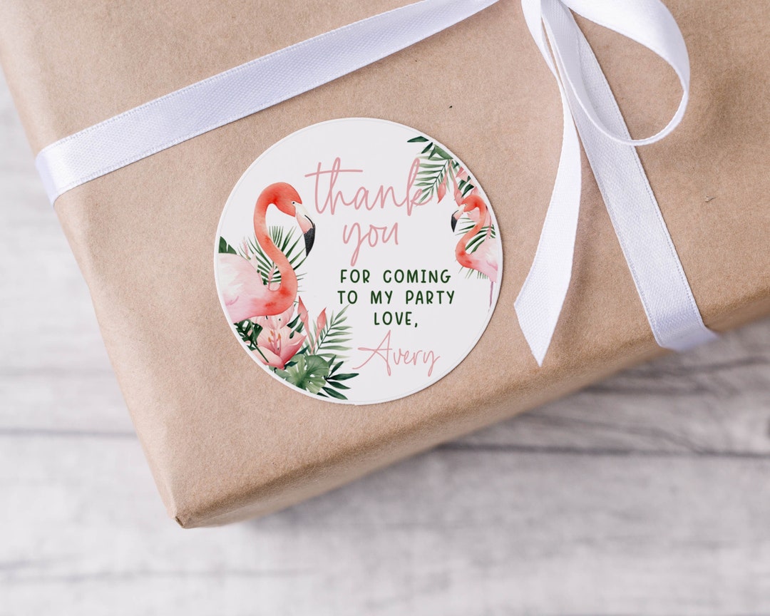 Printable Flamingo Thank You Stickers, DIY Editable Tropical Leaf Tags ...