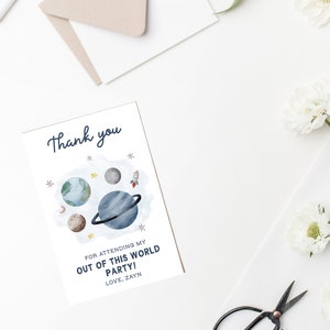 Space Birthday Thank You Card Astronaut Planets Outer Space Party ...