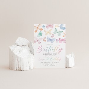 Butterfly Birthday Invitation, Pastel Rainbow Butterfly Party Invite ...