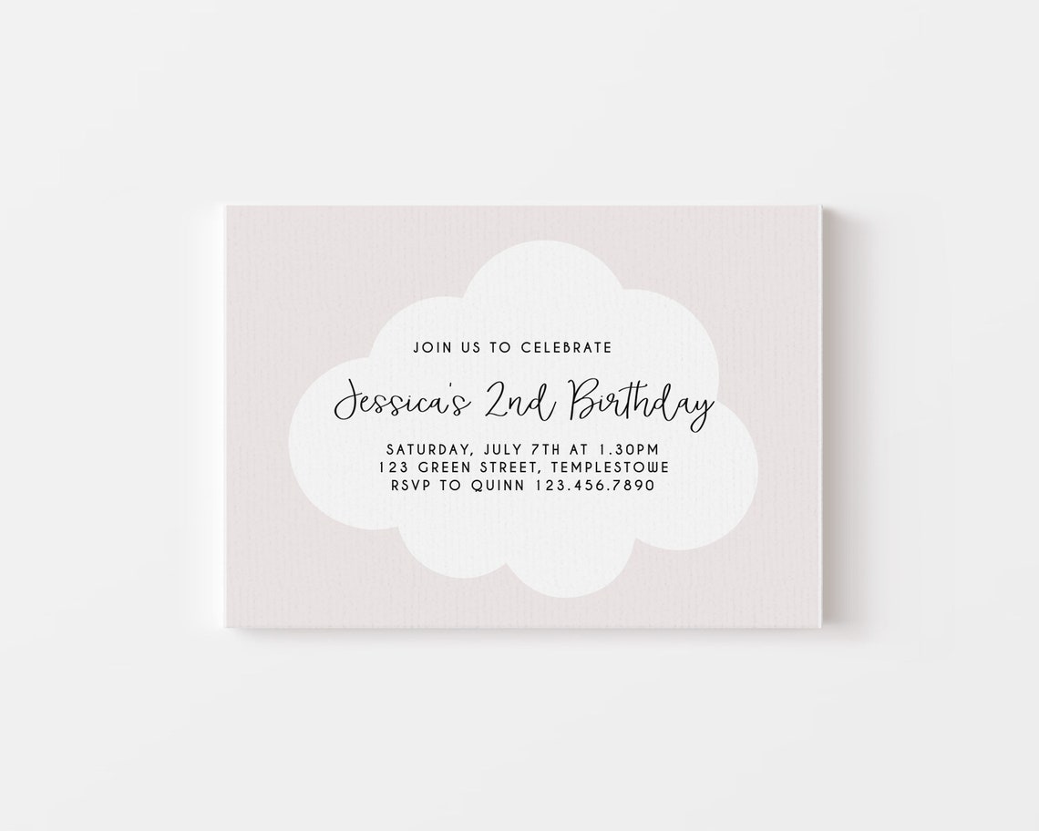 Editable Cloud Birthday Party Invitation Download Printable - Etsy ...