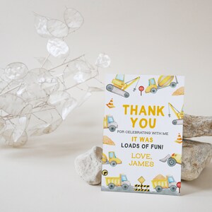 Construction Thank You Card Template, Excavator Dump Truck Digger, Boys ...