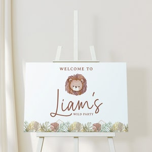 Lion Birthday Welcome Sign, Boho Jungle Safari Wild One Party Decor ...