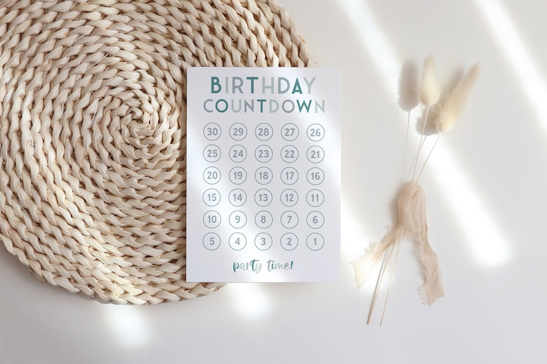 Birthday Countdown Printable Template Kids Bday Party - Etsy Australia