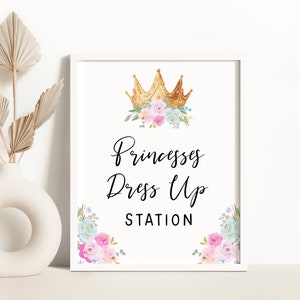 Editable Princess Party Sign Template, Princess Dress up Station Party ...