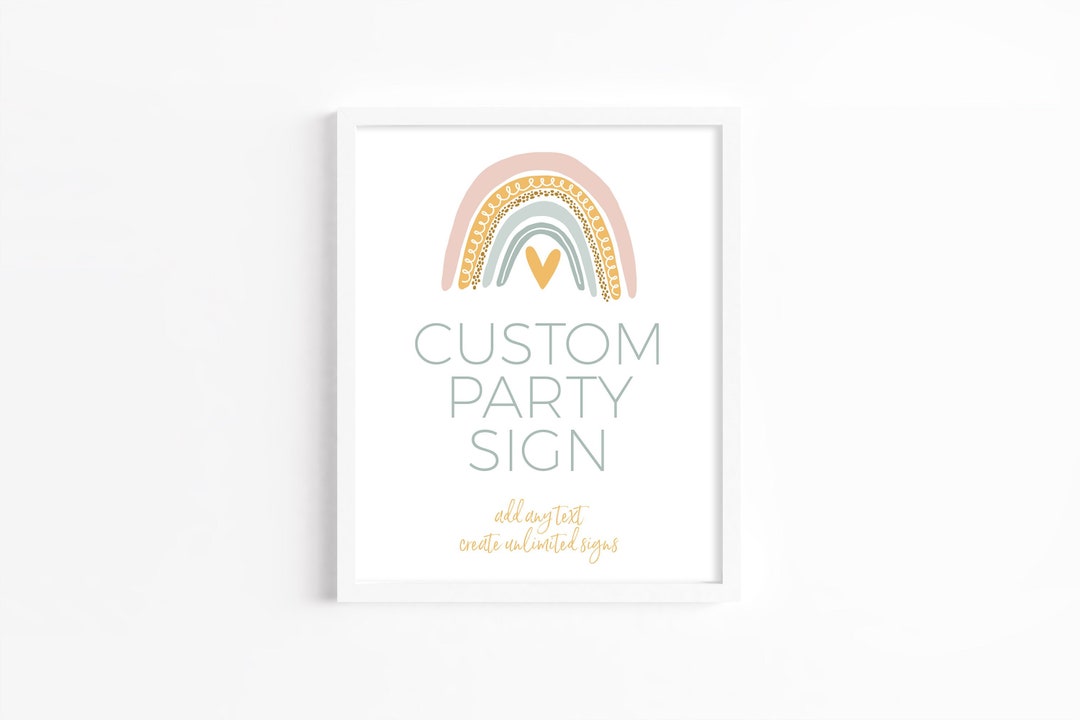 Rainbow Custom Party Sign INSTANT DOWNLOAD Printable Birthday Party ...