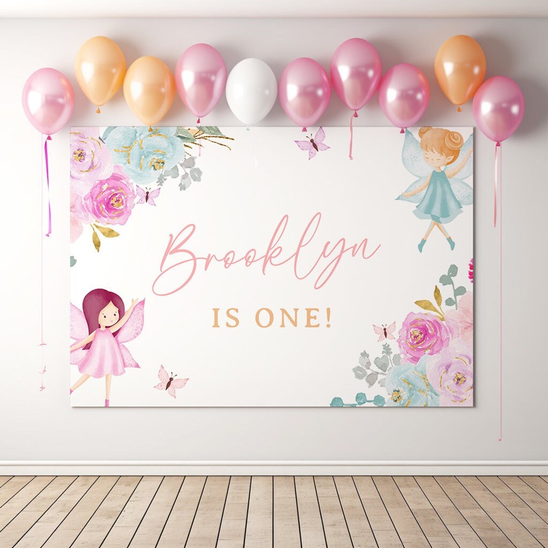 Fairy Backdrop Banner Editable Template, Large Party Banner Printable ...