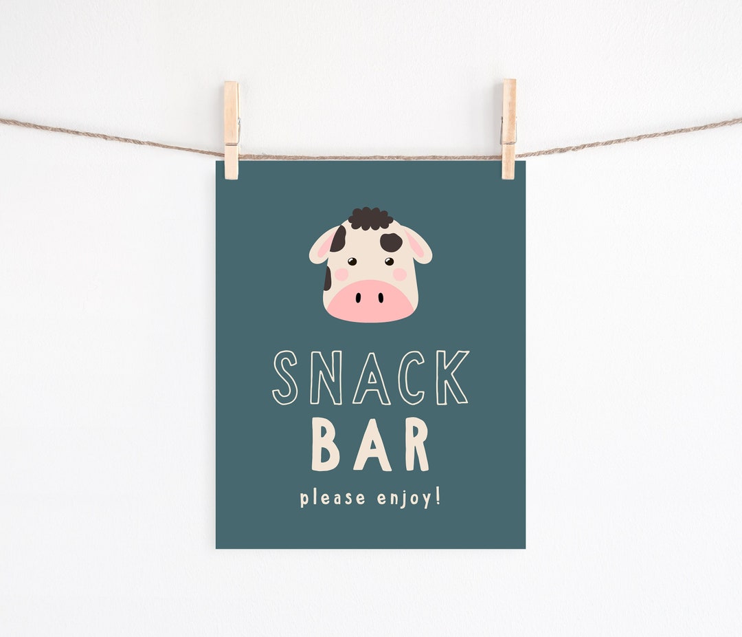 Cow Snack Bar Sign INSTANT DOWNLOAD Printable Table Party Food Sign ...