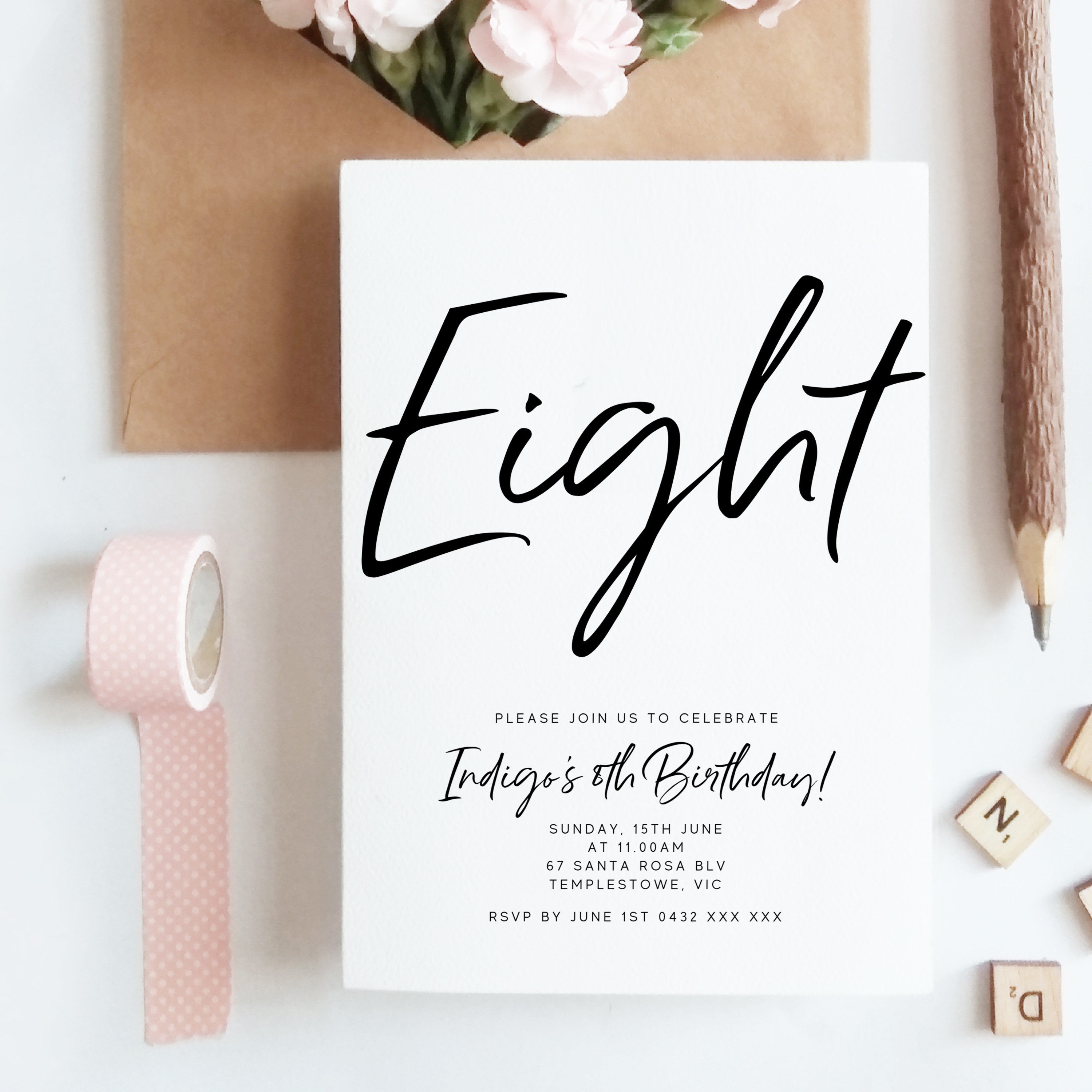 8th Birthday Invitation Cards