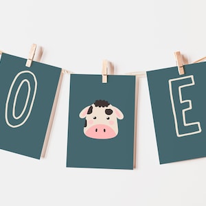 Cow Banner Garland Template INSTANT DOWNLOAD Printable 1st Bday Bunting ...