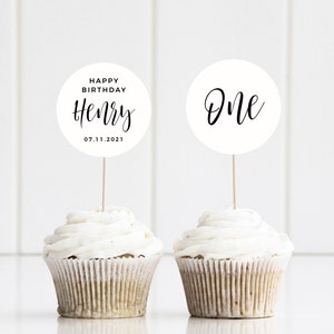 Editable Cupcake Toppers, Printable Minimal Cupcake Topper Template ...