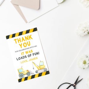 Construction Thank You Card Template, Excavator Dump Truck Digger, Boys ...